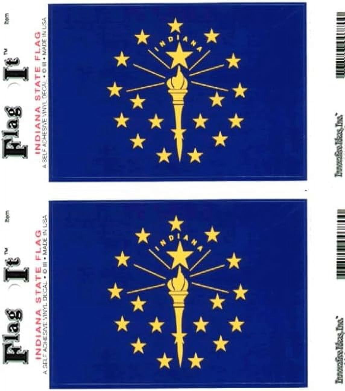 Indiana Vinyl Stickers, Pack of Two 3.5 x 5 inch Flag-It Decals ...