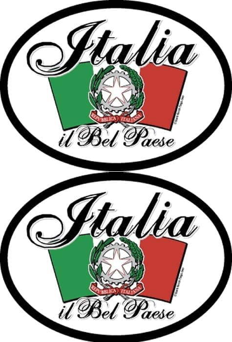 Italy Motto Oval Decals, Pack of Two 3.5 x 4.75 inch Flag It Brand ...