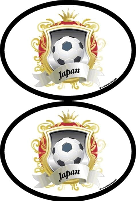 Japan Soccer Oval Decals; Pack of Two 3.5 x 4.75 inch Flag It Brand ...