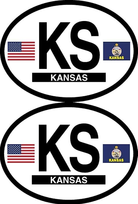 Pack of Two Kansas Flag-It Brand State Oval Decal Stickers, 3.5"x 4.75 ...