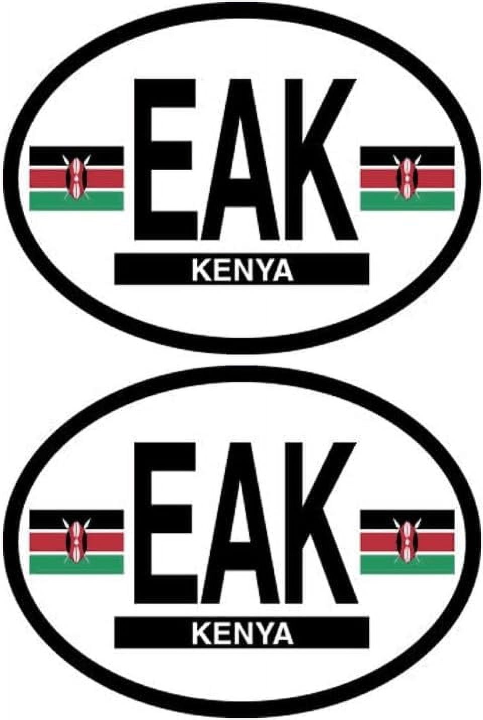 Pack of Two Kenya Flag-It Brand International Country Oval Decal ...