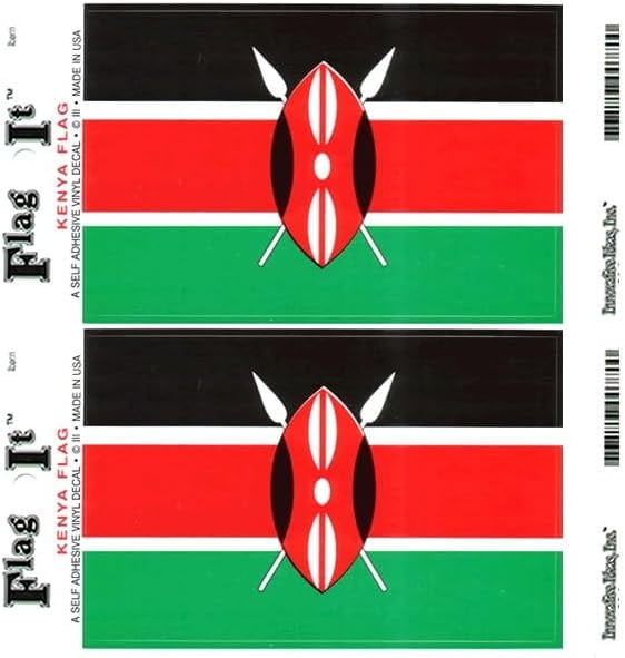 Pack of Two Kenya Flag-It Vinyl Decals, 3.5 x 5inch Waterproof ...