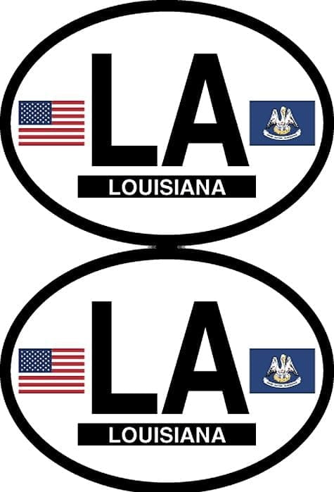Pack of Two Louisiana Flag-It Brand State Oval Decal Stickers, 3.5"x 4. ...