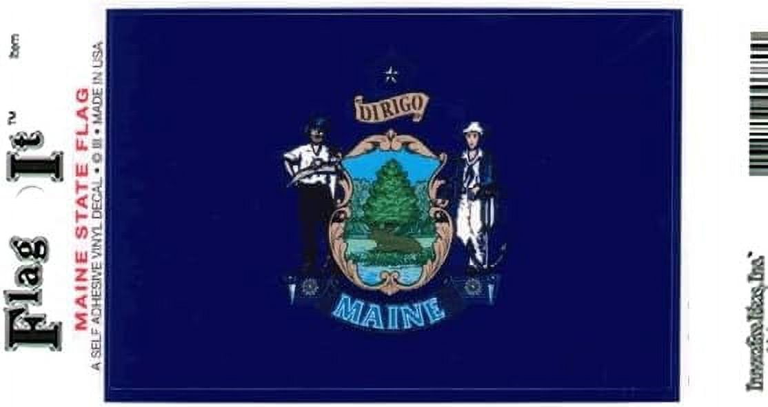 Maine Vinyl Stickers, Pack of Two 3.5 x 5 inch Flag-It Decals, American ...