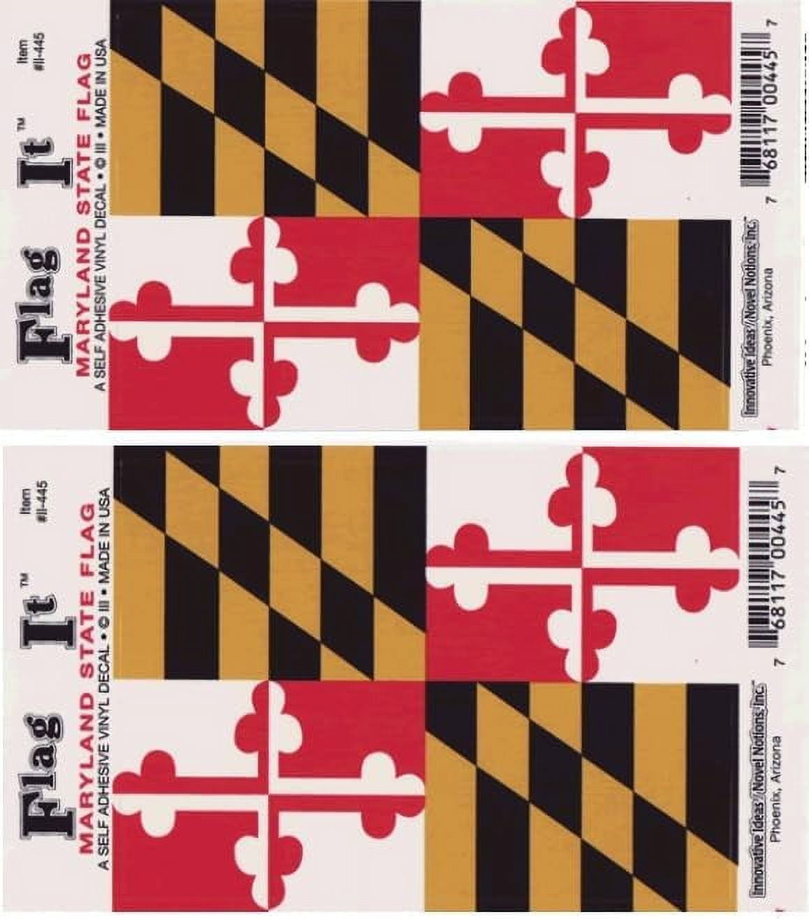 Maryland Vinyl Stickers, Pack of Two 3.5 x 5 inch Flag-It Decals ...