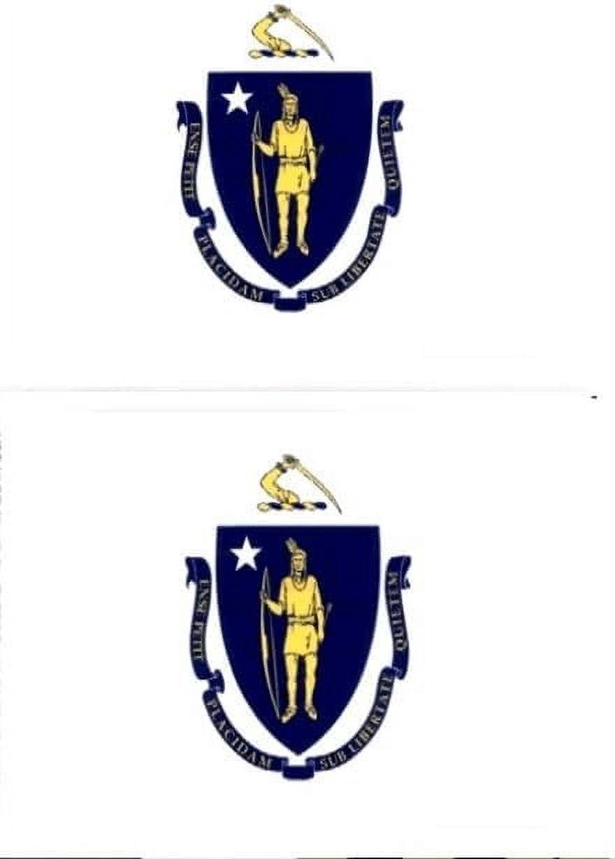 Massachusetts Vinyl Stickers, Pack of Two 3.5 x 5 inch Flag-It Decals ...