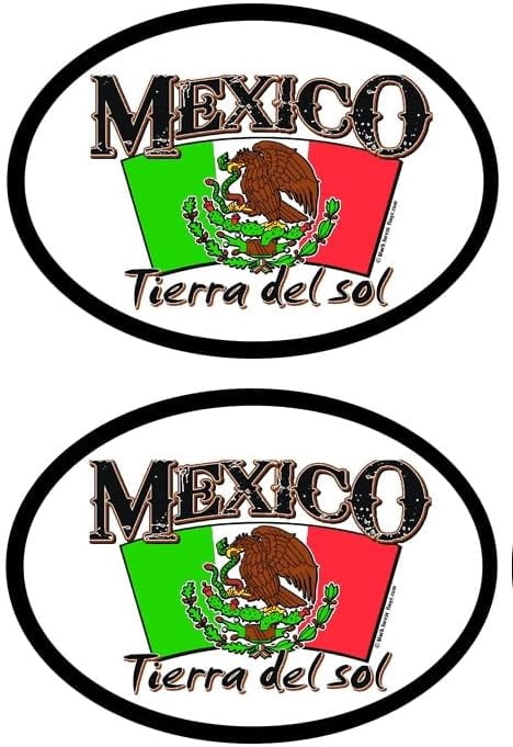 Mexico Motto Oval Decals, Pack of Two 3.5 x 4.75 inch Flag It Brand ...