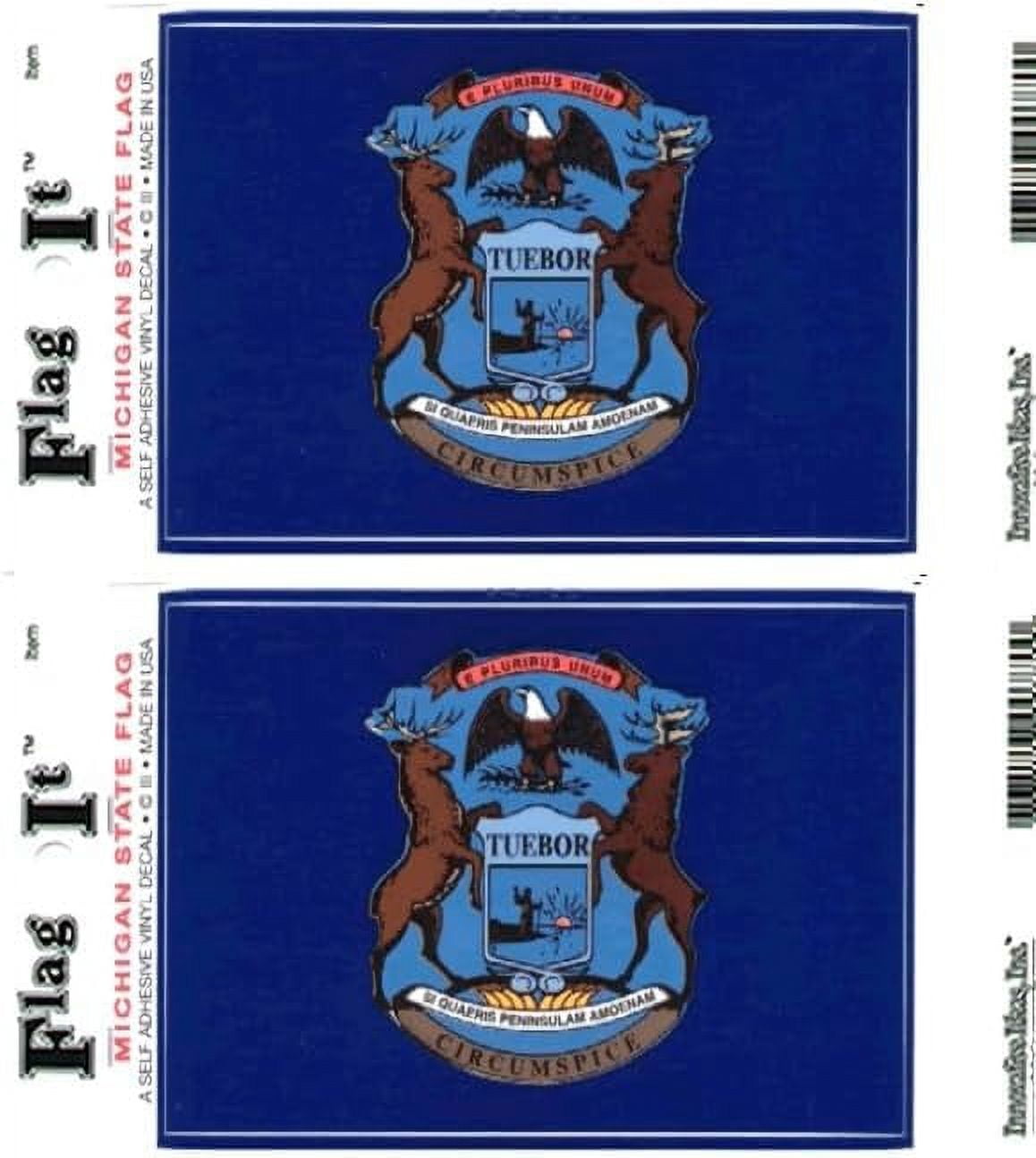 Michigan Vinyl Stickers, Pack of Two 3.5 x 5 inch Flag-It Decals ...