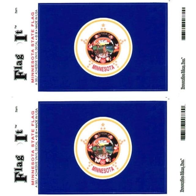 Minnesota Vinyl Stickers, Pack of Two 3.5 x 5 inch Flag-It Decals ...
