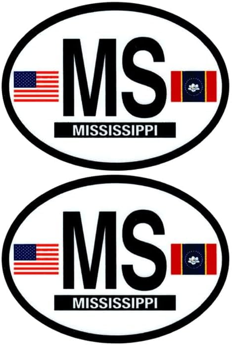 Pack of Two Mississippi Flag-It Brand State Oval Decal Stickers, 3.5"x ...