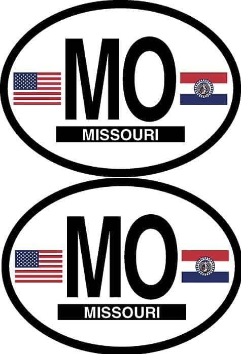 Pack of Two Missouri Flag-It Brand State Oval Decal Stickers, 3.5"x 4. ...