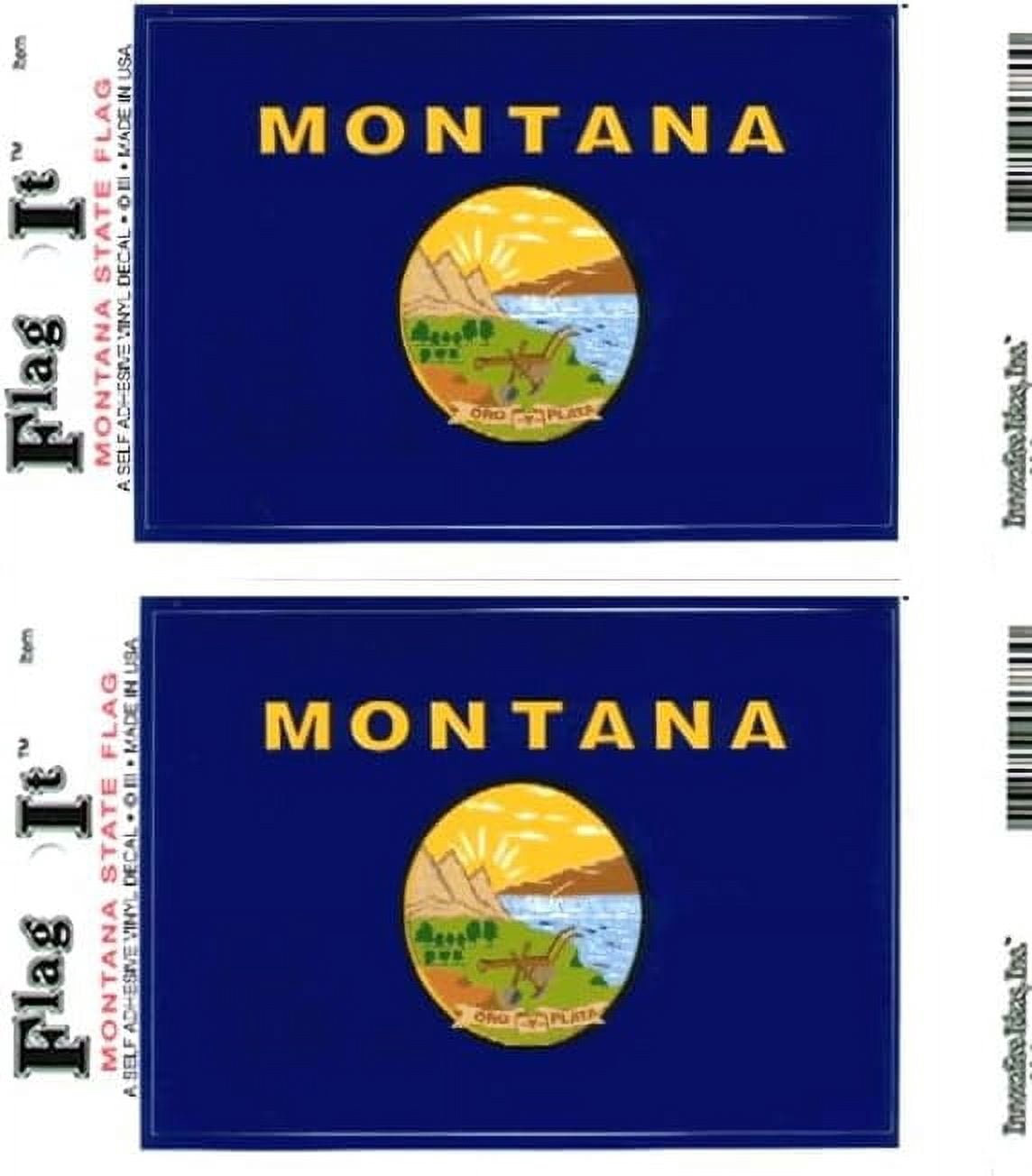 Montana Vinyl Stickers, Pack of Two 3.5 x 5 inch Flag-It Decals ...