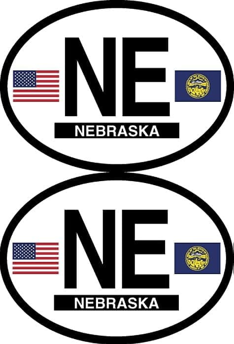 Pack of Two Nebraska Flag-It Brand State Oval Decal Stickers, 3.5"x 4. ...