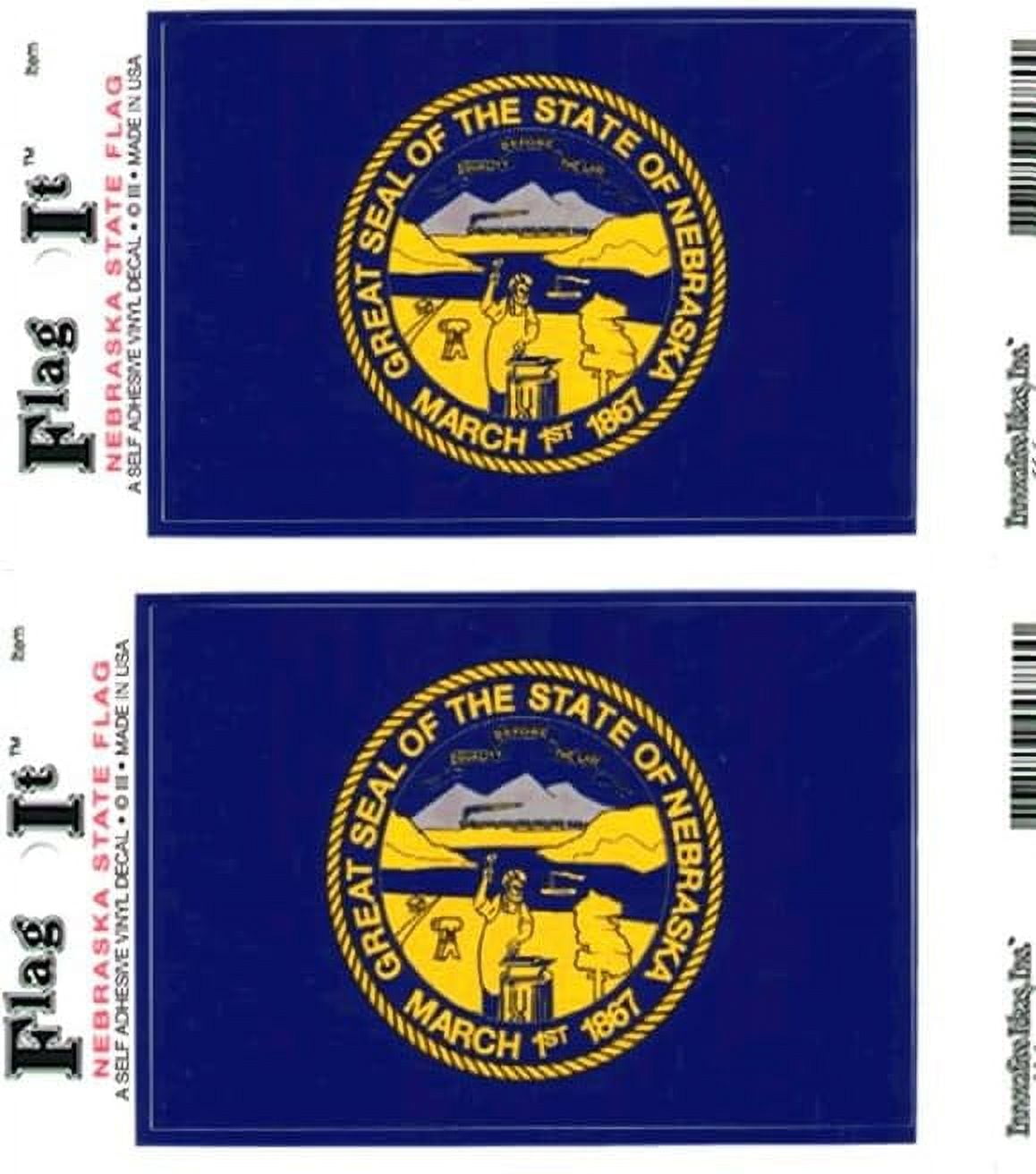Nebraska Vinyl Stickers, Pack of Two 3.5 x 5 inch Flag-It Decals ...