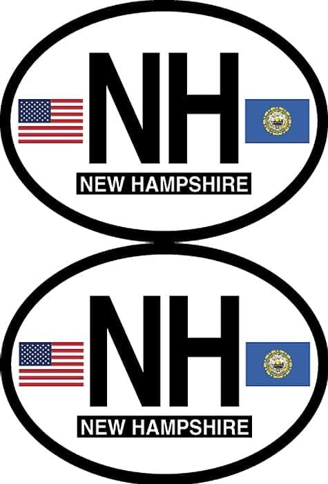 Pack of Two New Hampshire Flag-It Brand State Oval Decal Stickers, 3.5 ...