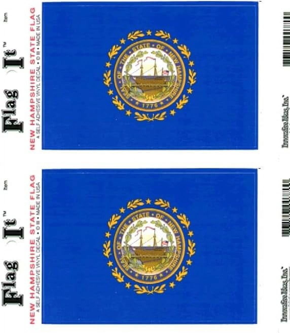 New Hampshire Vinyl Stickers, Pack of Two 3.5 x 5 inch Flag-It Decals ...