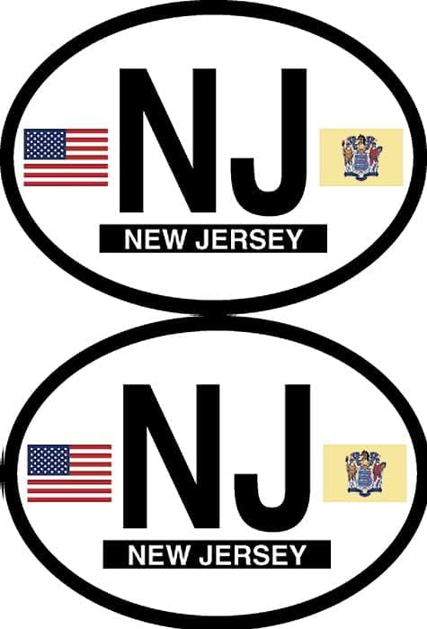 Pack of Two New Jerse Flag-It Brand State Oval Decal Stickers, 3.5"x 4. ...