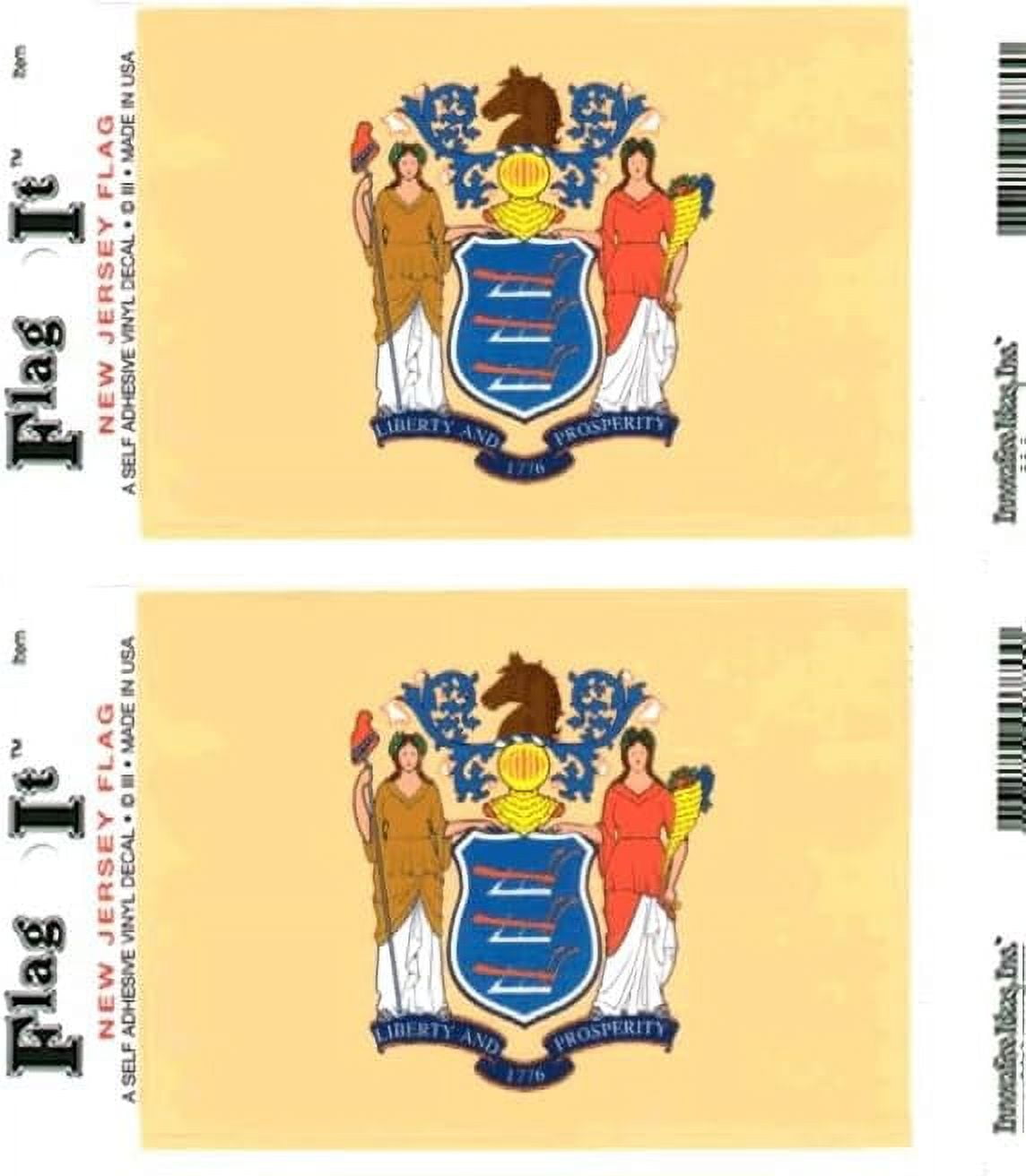 New Jersey Vinyl Stickers, Pack of Two 3.5 x 5 inch Flag-It Decals ...