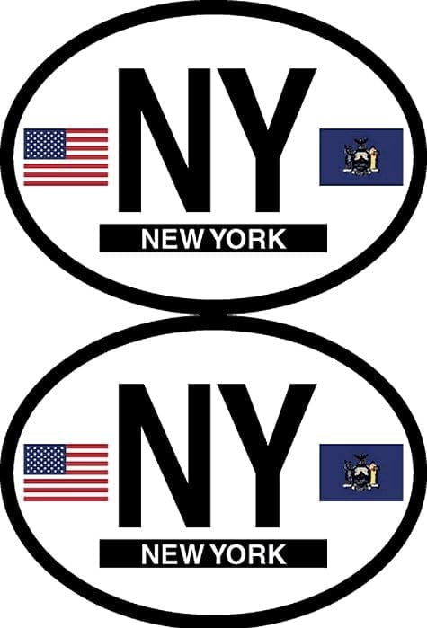 Pack of Two New York Flag-It Brand State Oval Decal Stickers, 3.5"x 4. ...