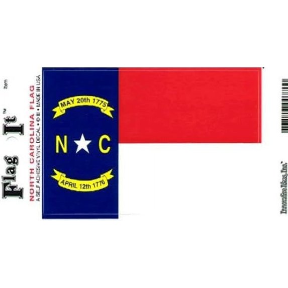 North Carolina Vinyl Stickers, Pack of Two 3.5 x 5 inch Flag-It Decals ...