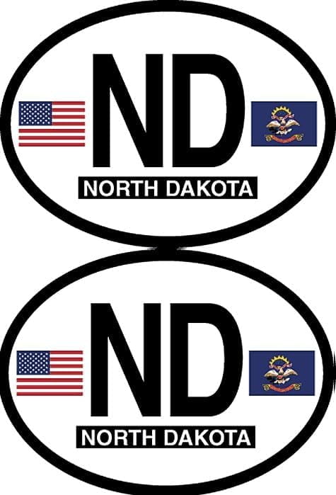 Pack of Two North Dakota Flag-It Brand State Oval Decal Stickers, 3.5"x ...