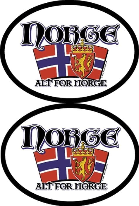 Norway Motto Oval Decals, Pack of Two 3.5 x 4.75 inch Flag It Brand ...