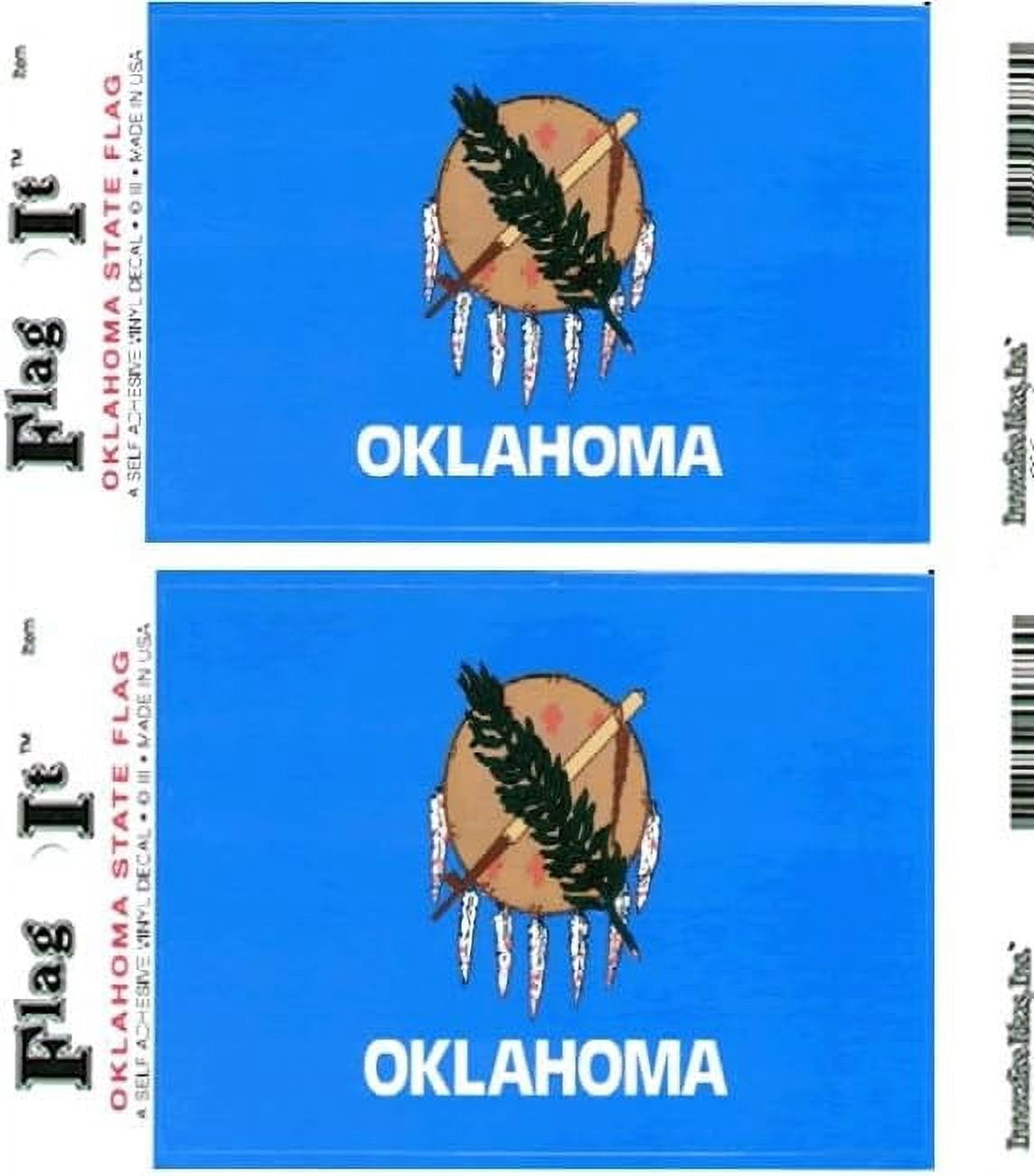 Oklahoma Vinyl Stickers, Pack of Two 3.5 x 5 inch Flag-It Decals ...