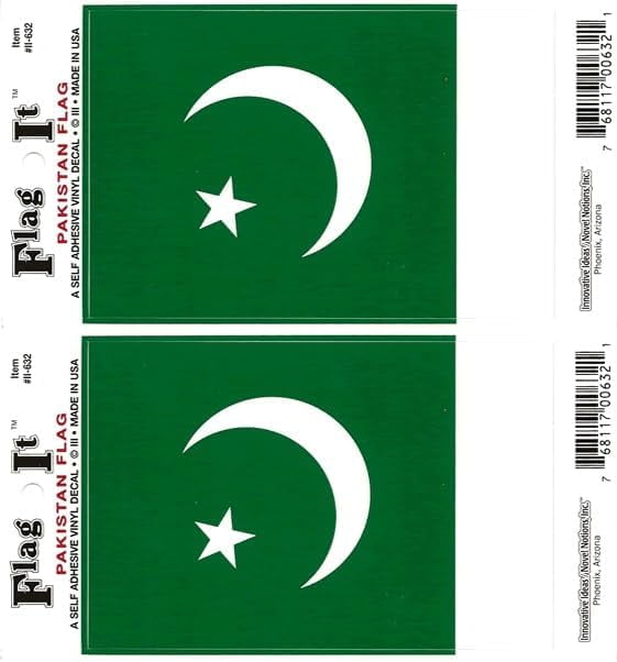 Pack of Two Pakistan Flag-It Vinyl Decals, 3.5 x 5inch Waterproof ...