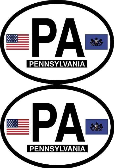 Pack of Two Pennsylvania Flag-It Brand State Oval Decal Stickers, 3.5"x ...
