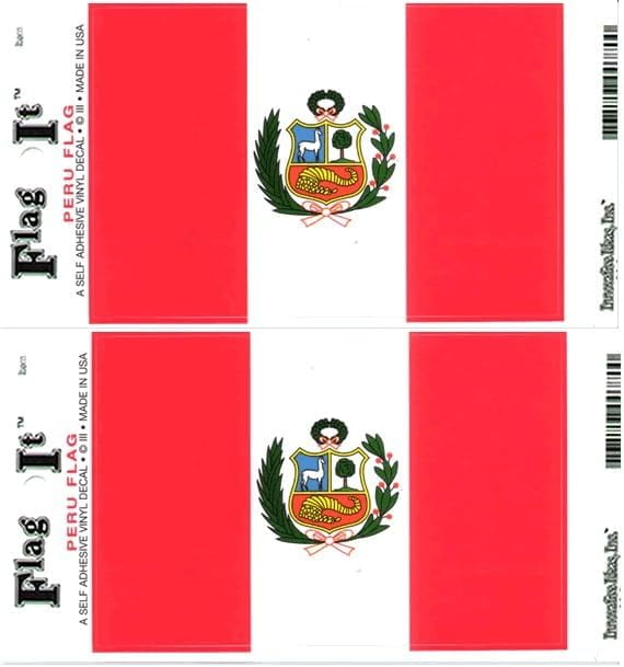Pack of Two Peru Flag-It Vinyl Decals, 3.5 x 5inch Waterproof - Walmart.com