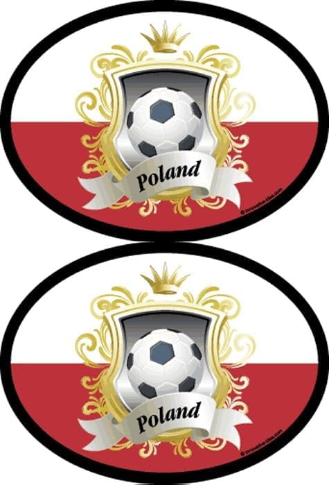 Poland Soccer Oval Decals; Pack of Two 3.5 x 4.75 inch Flag It Brand ...