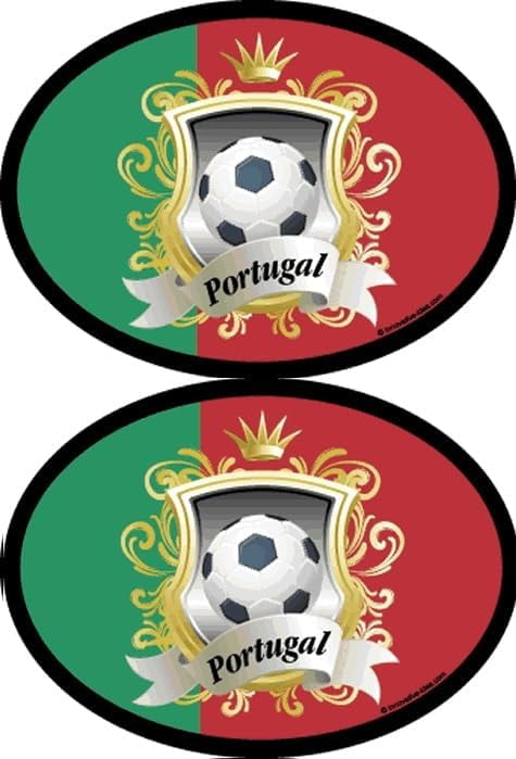 Portugal Soccer Oval Decals; Pack of Two 3.5 x 4.75 inch Flag It Brand ...