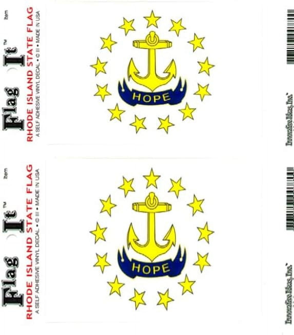Rhode Island Vinyl Stickers, Pack of Two 3.5 x 5 inch Flag-It Decals ...