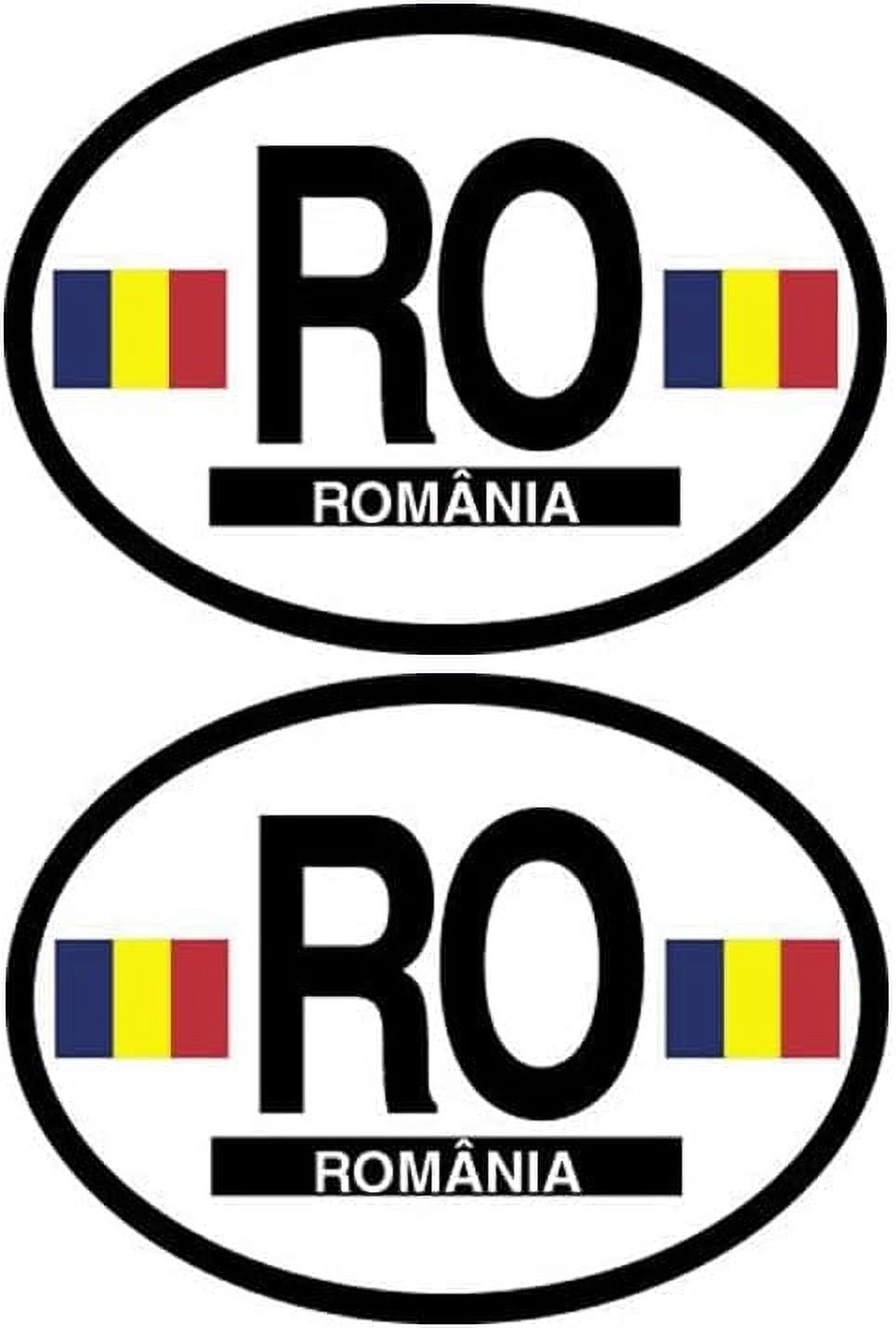 Pack of Two Romania Flag-It Brand International Country Oval Decal ...