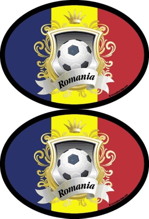Romania Soccer Oval Decals; Pack of Two 3.5 x 4.75 inch Flag It Brand ...