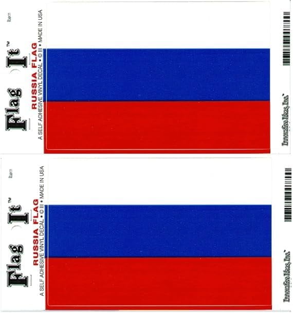 Pack of Two Russia Flag-It Vinyl Decals, 3.5 x 5inch Waterproof ...