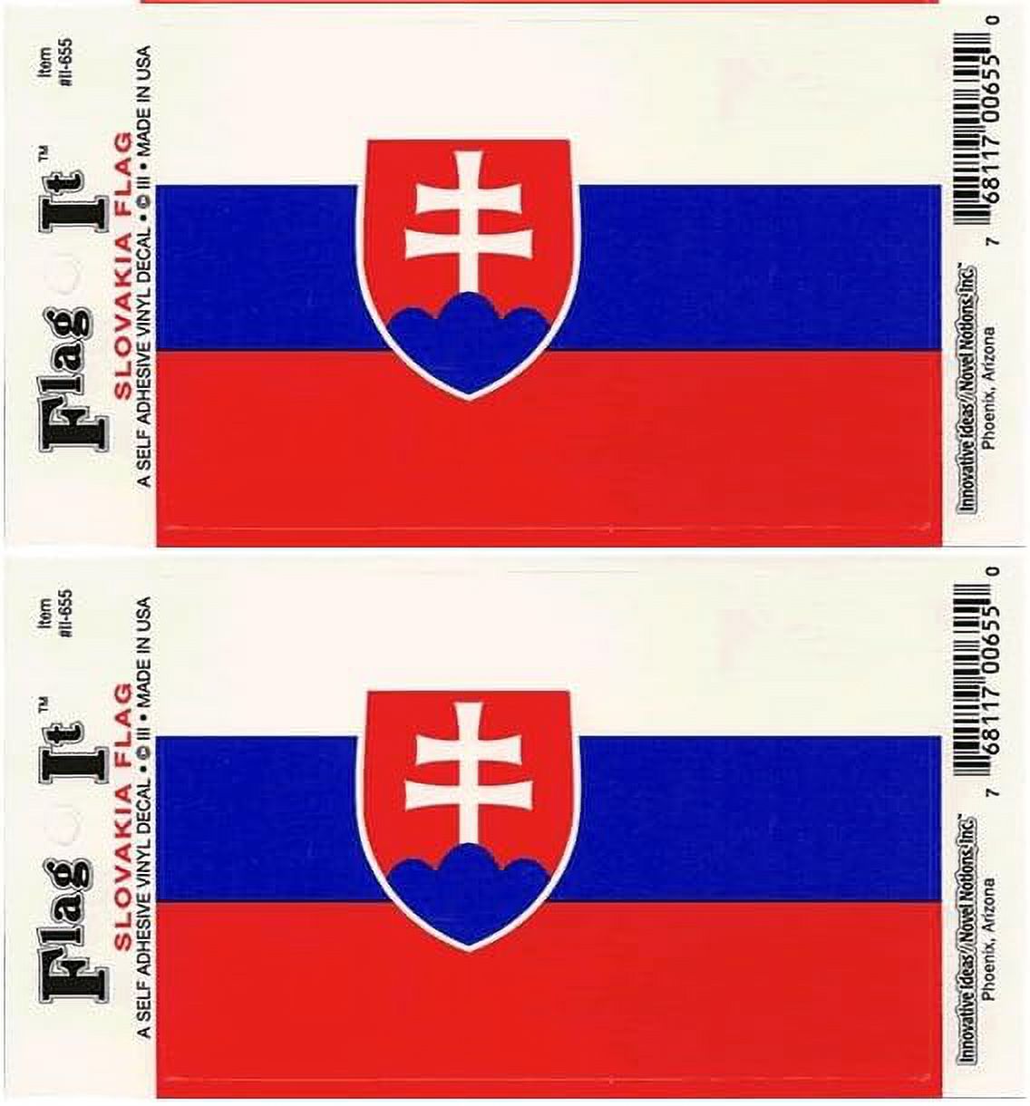 Pack of Two Slovakia International Flag-It Vinyl Decal Stickers, 3.5"x ...