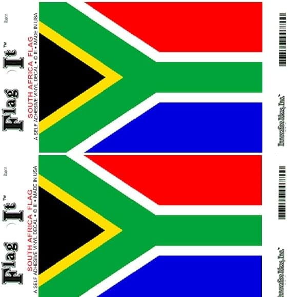 Pack of Two South Africa Flag-It Vinyl Decals, 3.5 x 5inch Waterproof ...