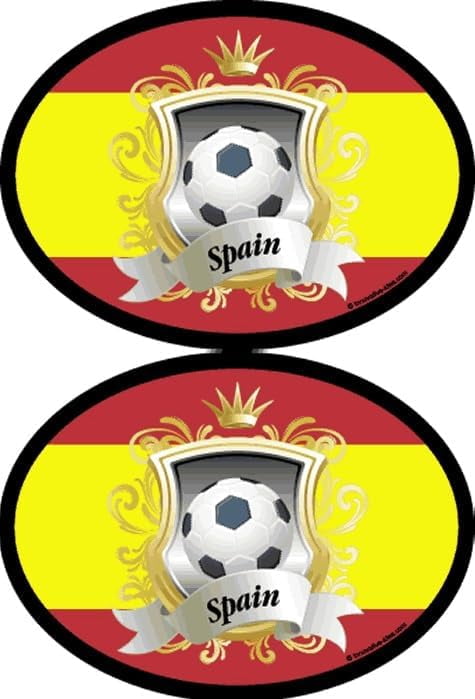 Spain Soccer Oval Decals; Pack of Two 3.5 x 4.75 inch Flag It Brand ...