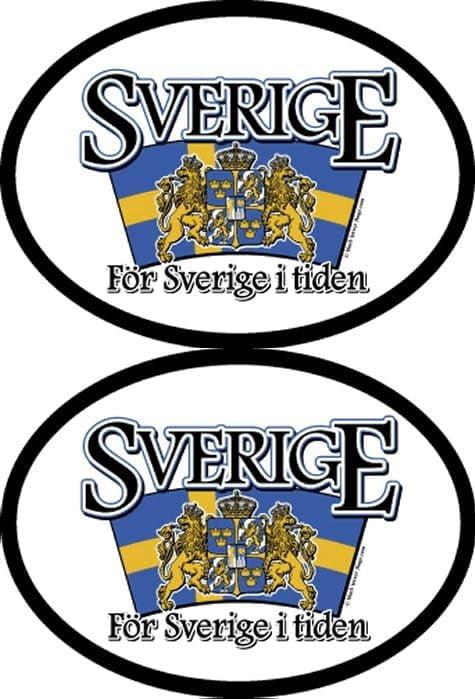 Sweden Motto Oval Decals, Pack of Two 3.5 x 4.75 inch Flag It Brand ...