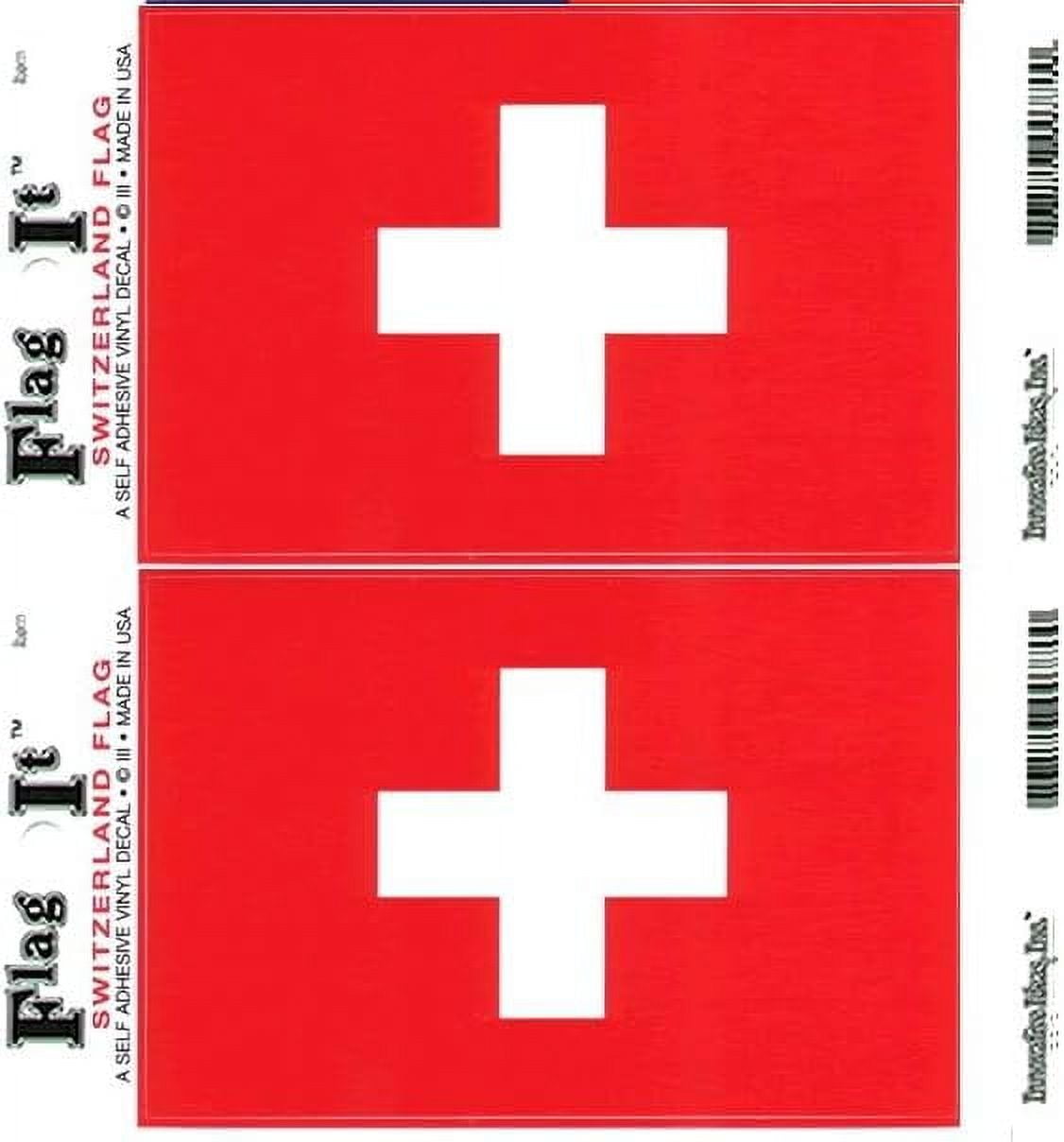 Pack of Two Switzerland Flag-It Vinyl Decals, 3.5 x 5inch Waterproof ...