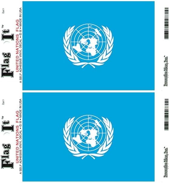 Pack of Two United Nations Flag-It Vinyl Decals, 3.5 x 5inch Waterproof ...