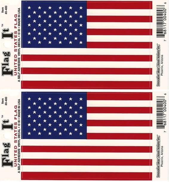 Pack of Two United States of America Left Hand Flag-It Vinyl Decals, 3. ...