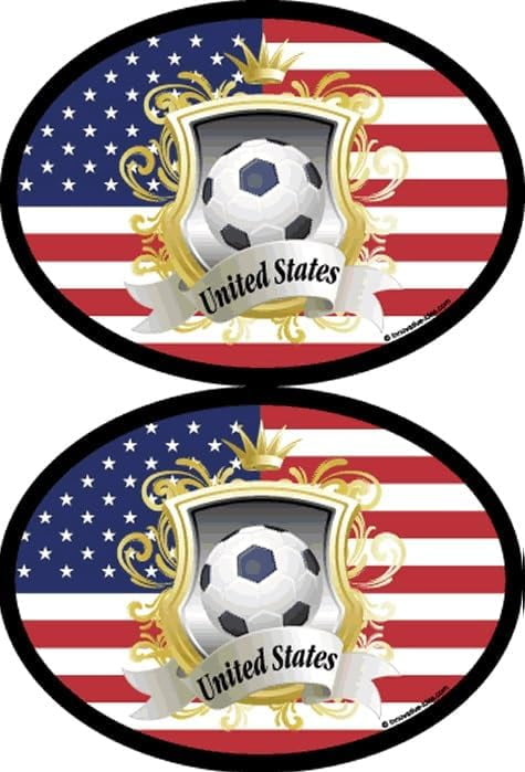 United States Soccer Oval Decals; Pack of Two 3.5 x 4.75 inch Flag It ...
