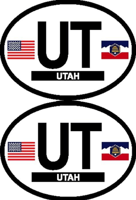 Pack of Two Utah Flag-It Brand State Oval Decal Stickers, 3.5"x 4.75 ...