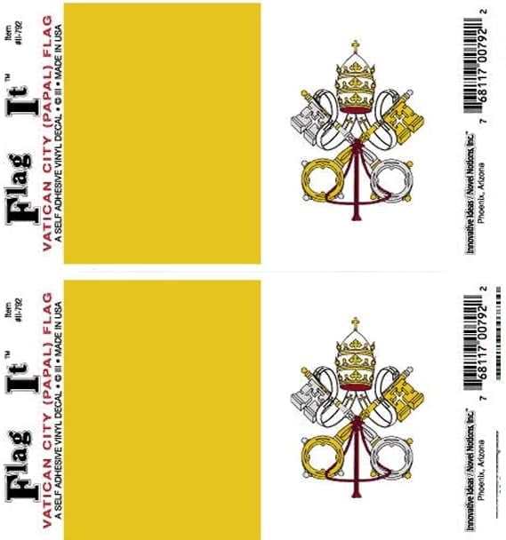 Pack of Two Vatican City Flag-It Vinyl Decals, 3.5 x 5inch Waterproof ...