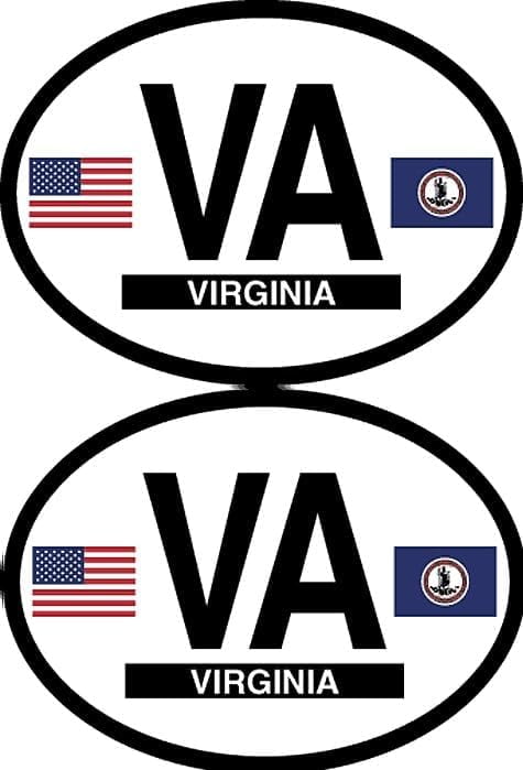 Pack of Two Virginia Flag-It Brand State Oval Decal Stickers, 3.5"x 4. ...