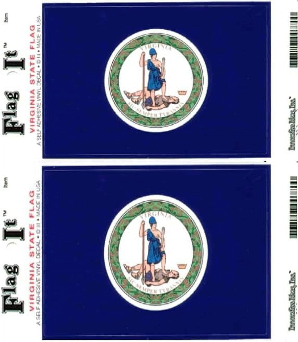 Virginia Vinyl Stickers, Pack of Two 3.5 x 5 inch Flag-It Decals ...