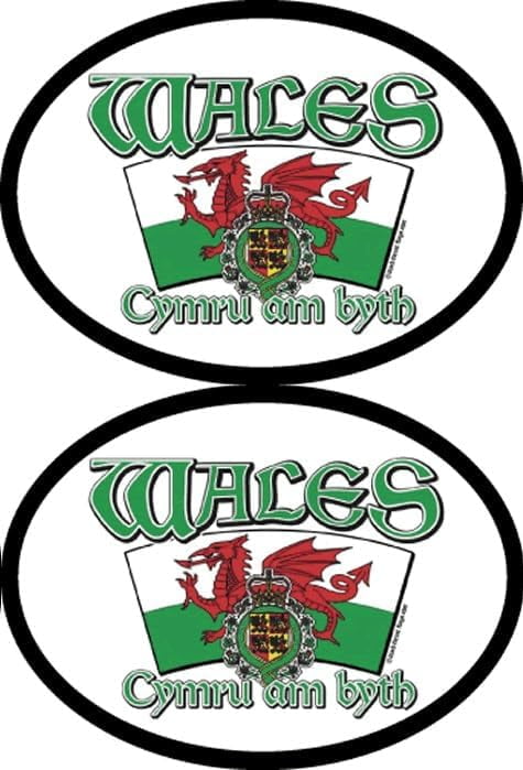 Wales Motto Oval Decals, Pack of Two 3.5 x 4.75 inch Flag It Brand ...
