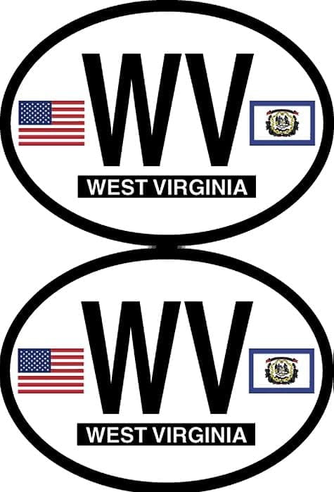 Pack of Two West Virginia Flag-It Brand State Oval Decal Stickers, 3.5 ...
